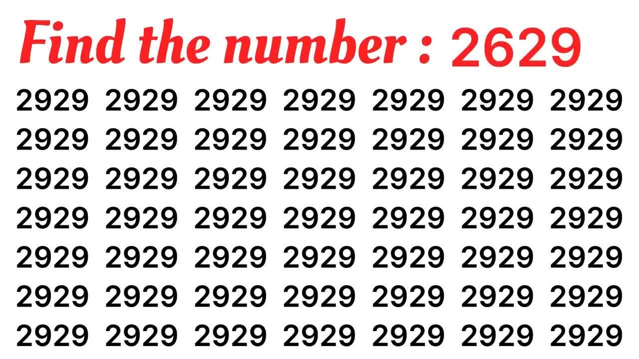 How Fast Can You Find the Number "2629". Test your eyes. Focus your ...