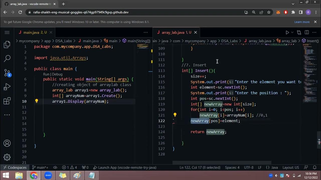 Array's operations : Insertion - YouTube