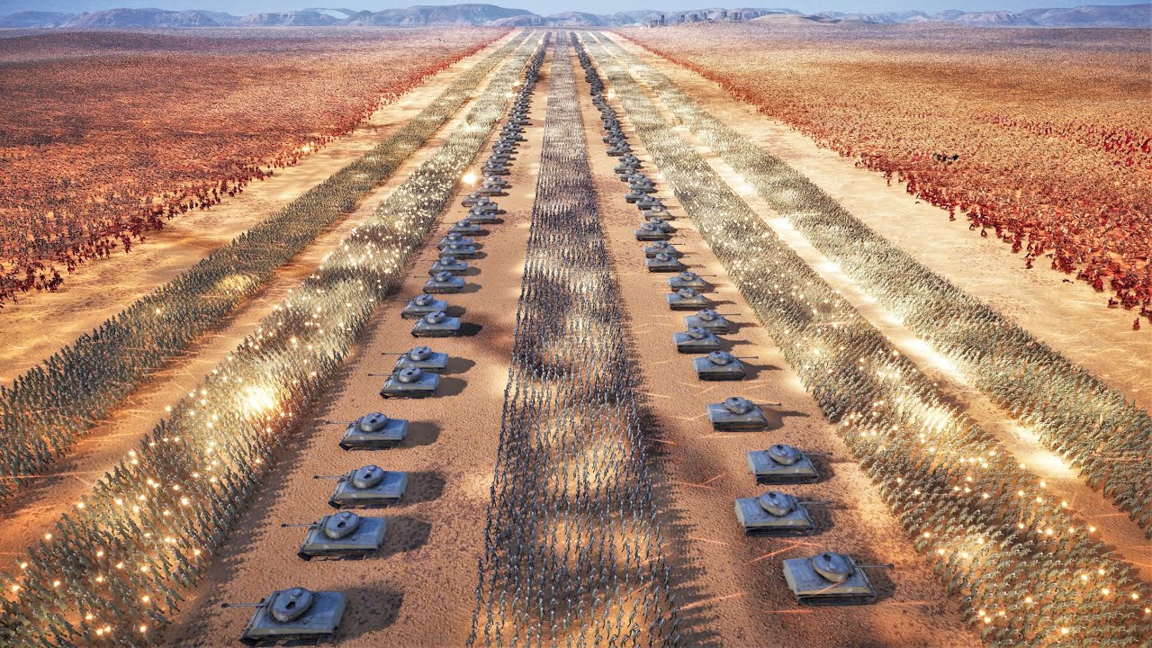 1 MILLION Most Powerful Roman Soldiers attack WW2 ARMY from both sides ...