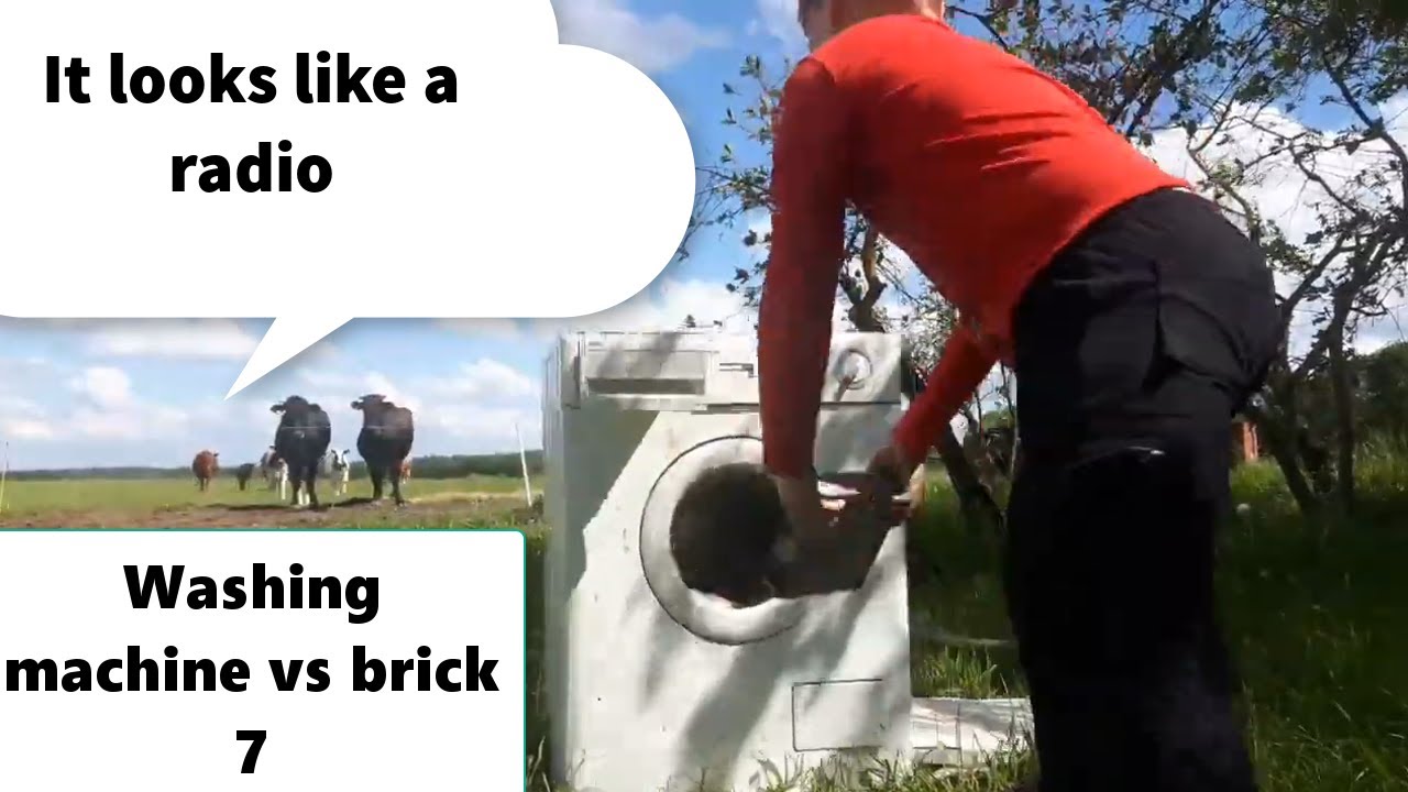 Washing machine vs brick 7 - YouTube