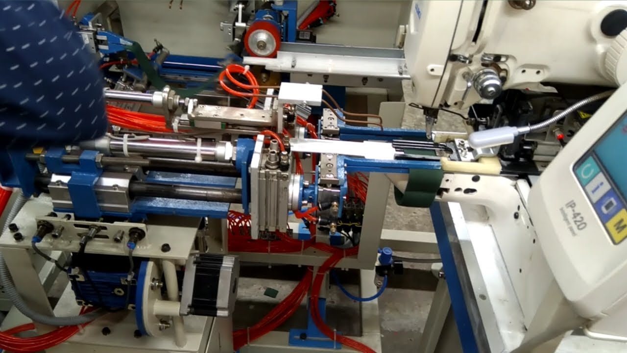 Robot velco juki ip420 auto elastic cutting device sewing machine - YouTube