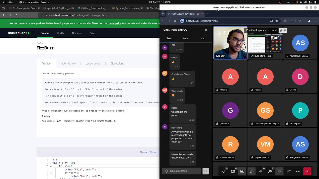 FizzBuzz | Python Batch 2.0 | Parottasalna - YouTube