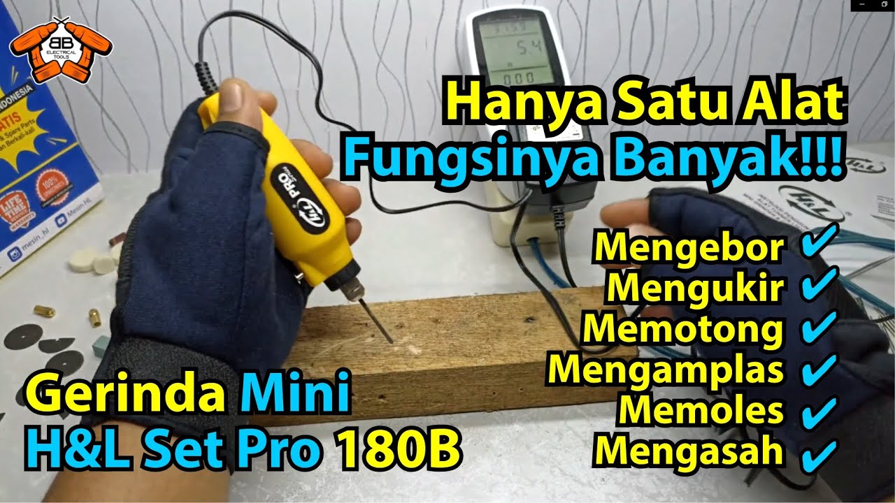 Alat Tuner Listrik Mini Grinder & Drill Set Pro 180B By H&L - YouTube