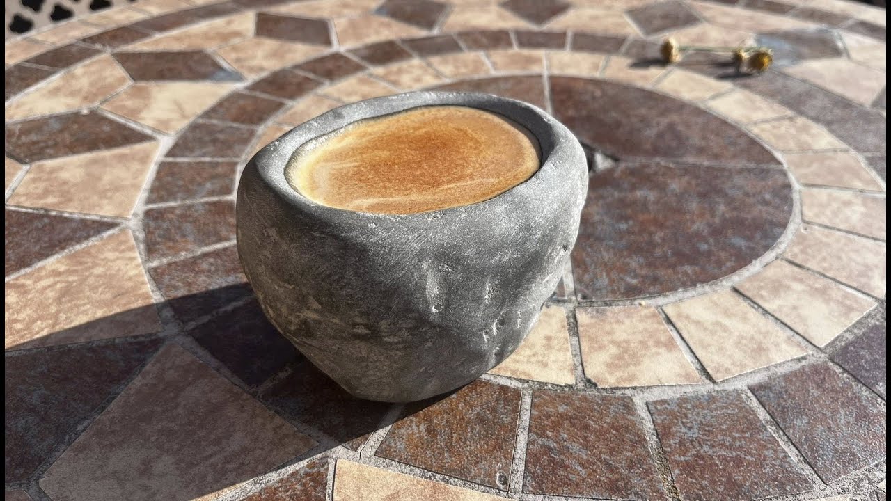 The art of making a lava rock cup with hand tools - YouTube