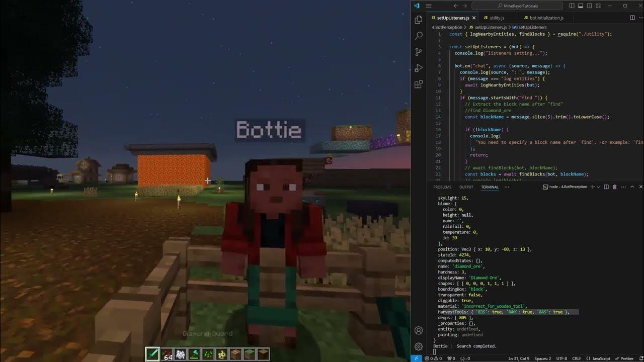3. Mineflayer Bot Perception (find netherite thorough walls) 👀 - YouTube