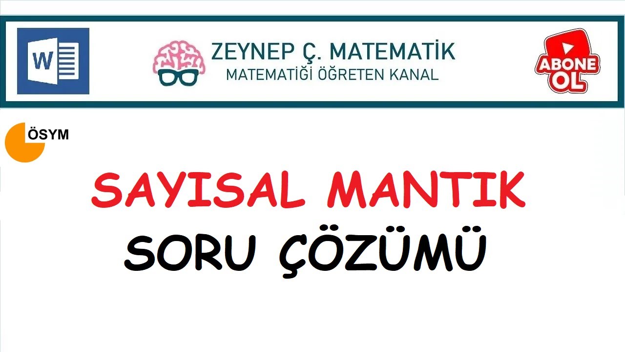 SAYISAL MANTIK SORU ÇÖZÜMÜ-1 - YouTube