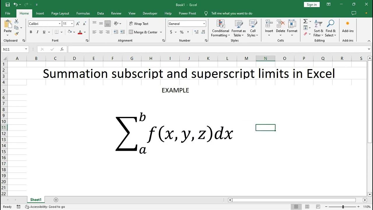 Summation subscript and superscript with limits in Excel - YouTube