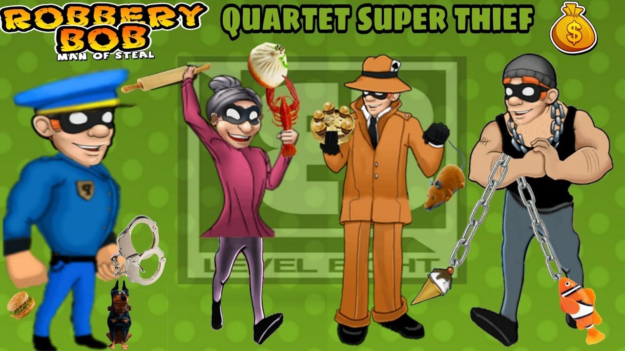 Robbery Bob : Use four super thief - Rotten Donut - Teleport Mine ...