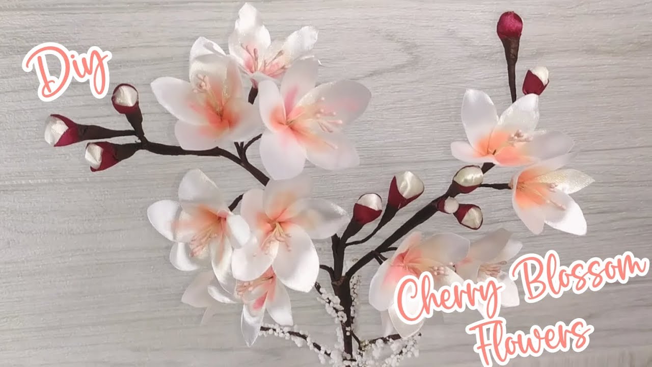DIY Cherry Blossom Flowers for Home Decor #ribbonflowers #diyhandcraft ...