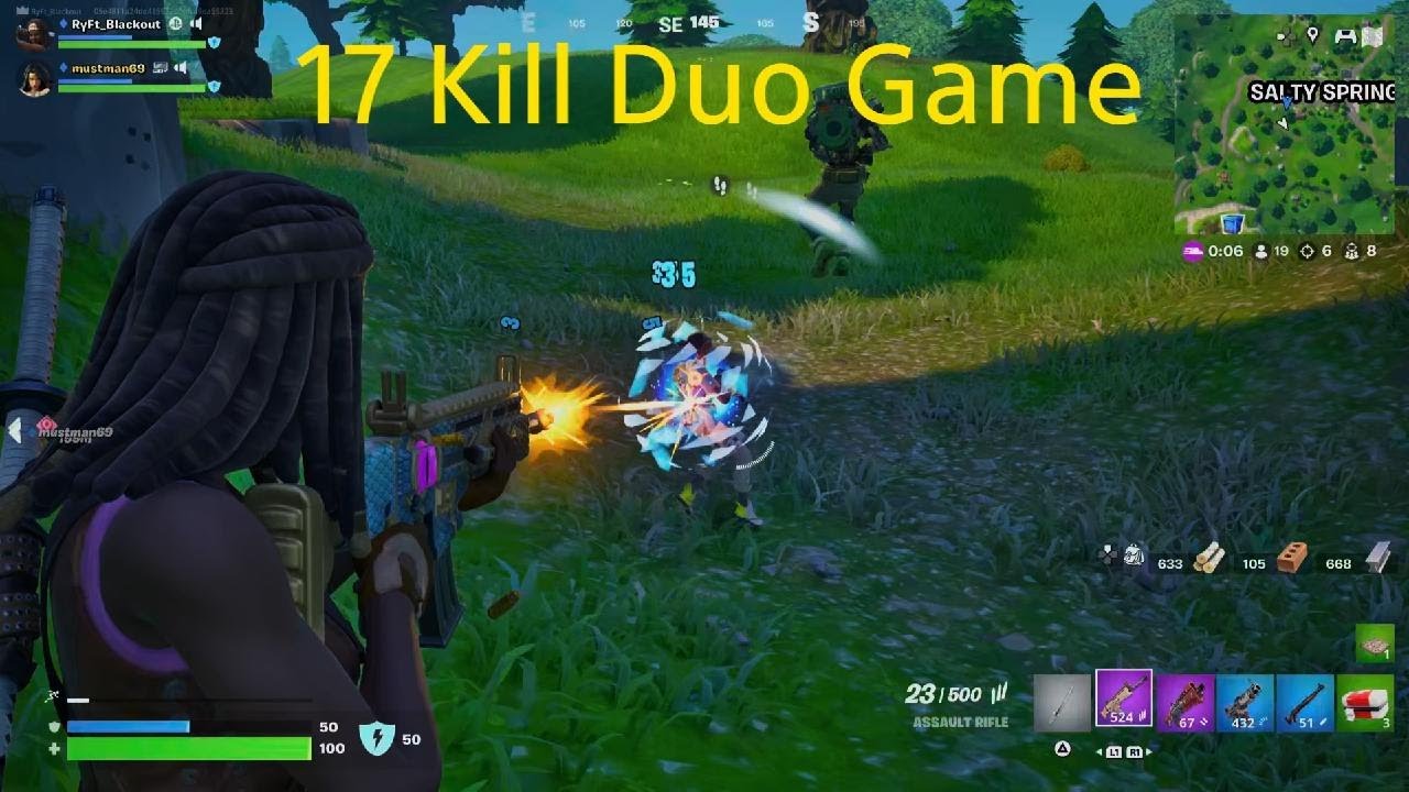 17 kill duo game in Fortnite the Purple Scar is amazing - YouTube
