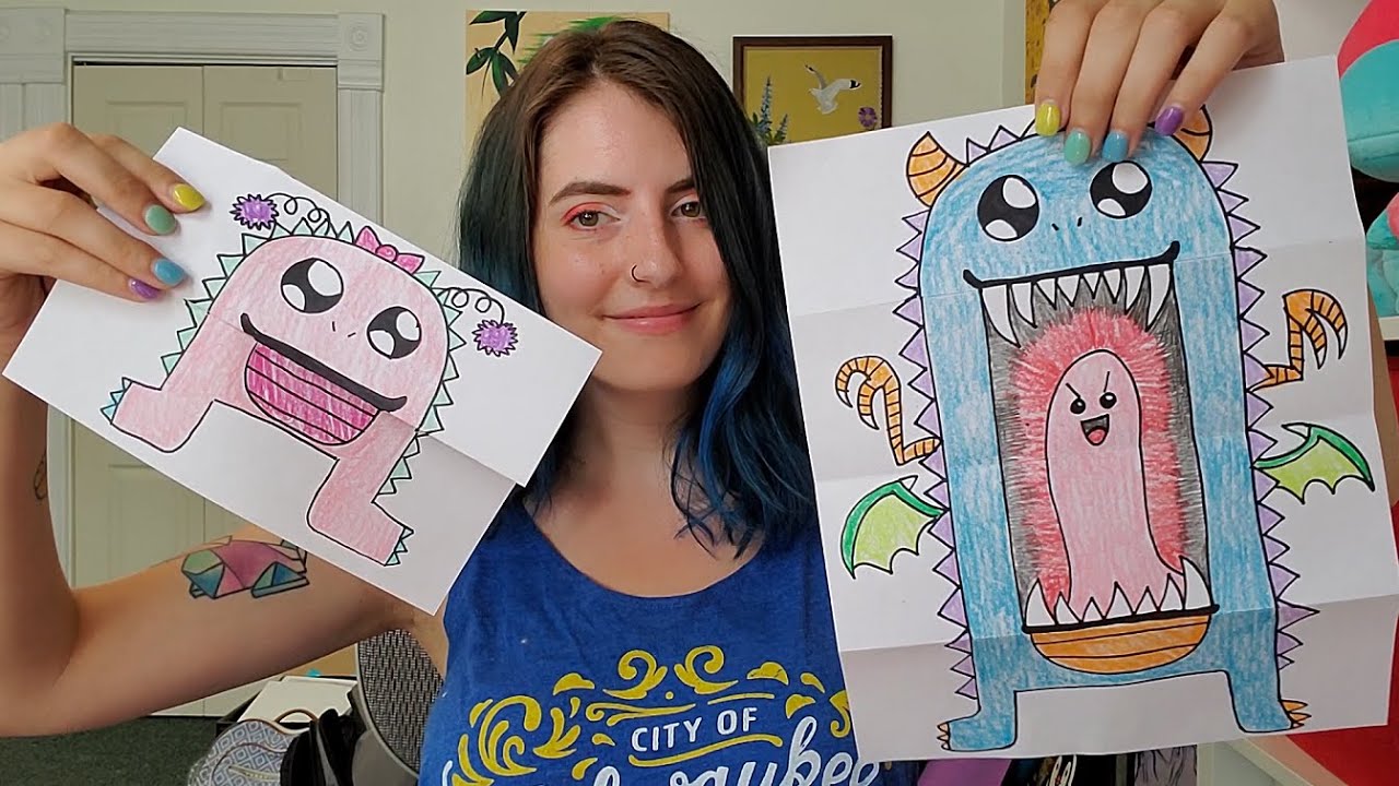 Let's Draw: Foldable Monsters! - YouTube