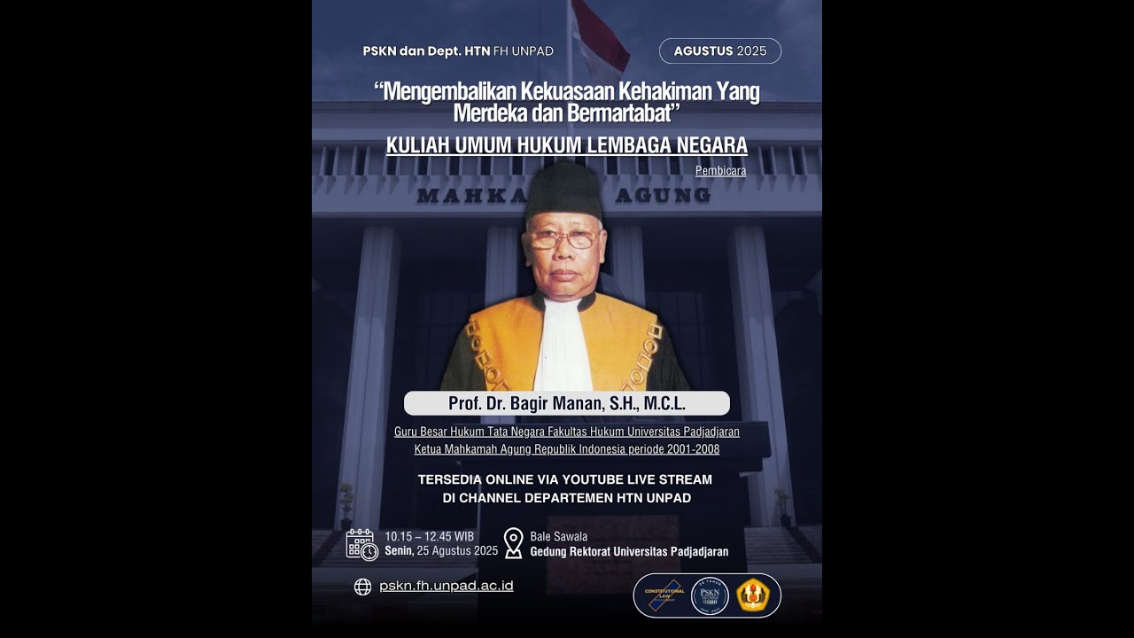 Kuliah Umum Hukum Lembaga Negara - Prof. Bagir Manan - YouTube