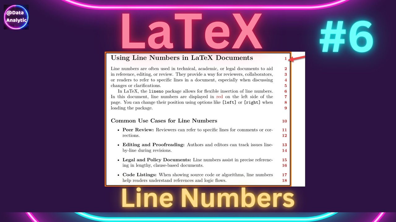 LaTex: Why and How to use line numbers in your document - YouTube