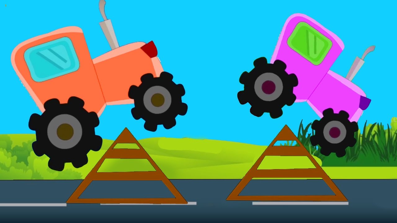 Tractor Race | Tractor Stunts | Racing With Colours Tractors | Short ...