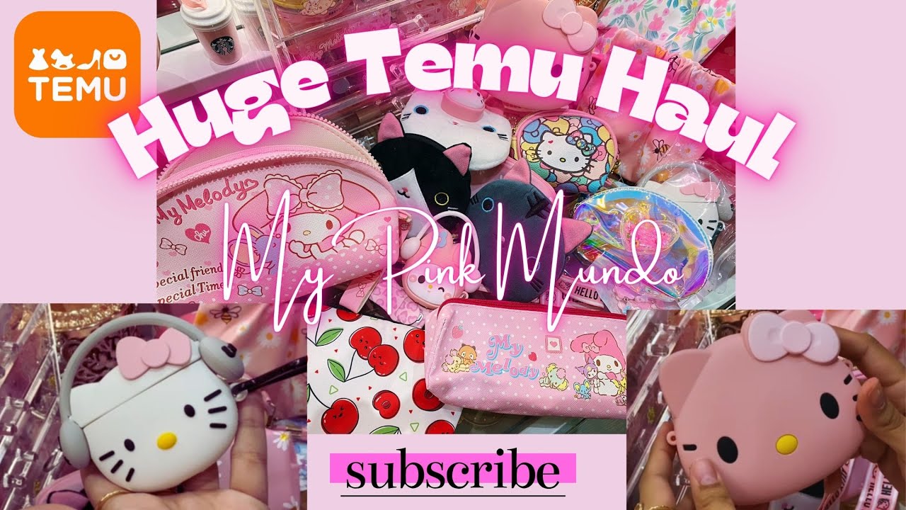NEW HUGE TEMU HAUL! Tons of cute Sanrio items, cherries, Hello Kitty ...