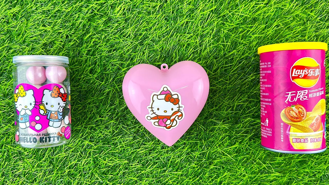 Pink Hello Kitty Heart ️ + Lays Tomato Chips & Candy Unboxing ...