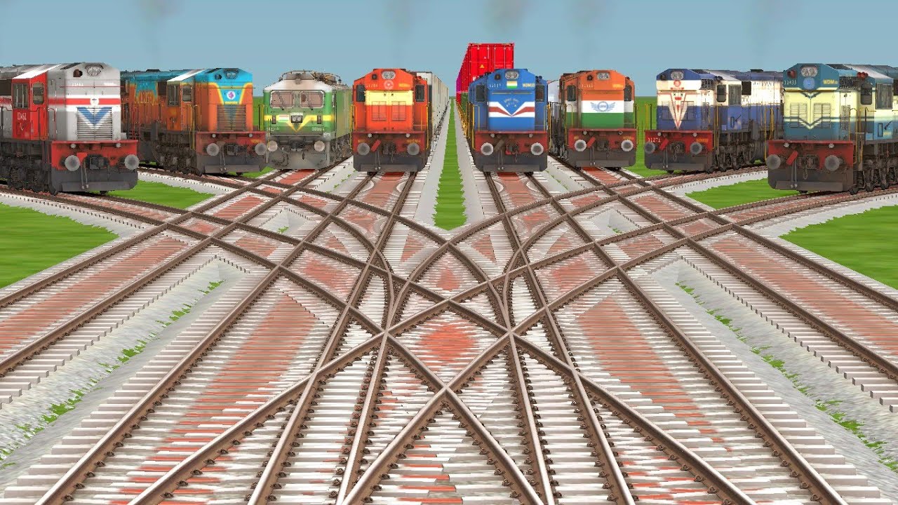 Eights Trains Crossing On Daimond Railroad Tracks/ train sim world 4 ...