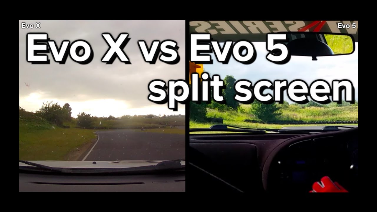 Evo X vs Evo 5 split screen comparison at Teeside Sprint - YouTube