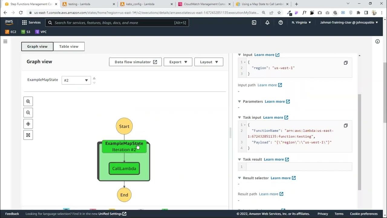 Using a Map State to Iterate AWS Lambda function Multiple Times across Multiple Region - YouTube