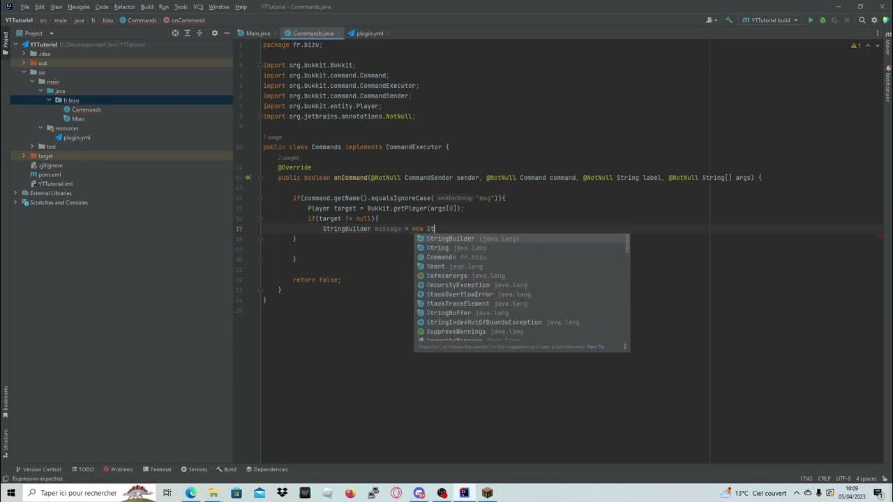 Comment CREER un plugin de /msg plugin Minecraft - YouTube