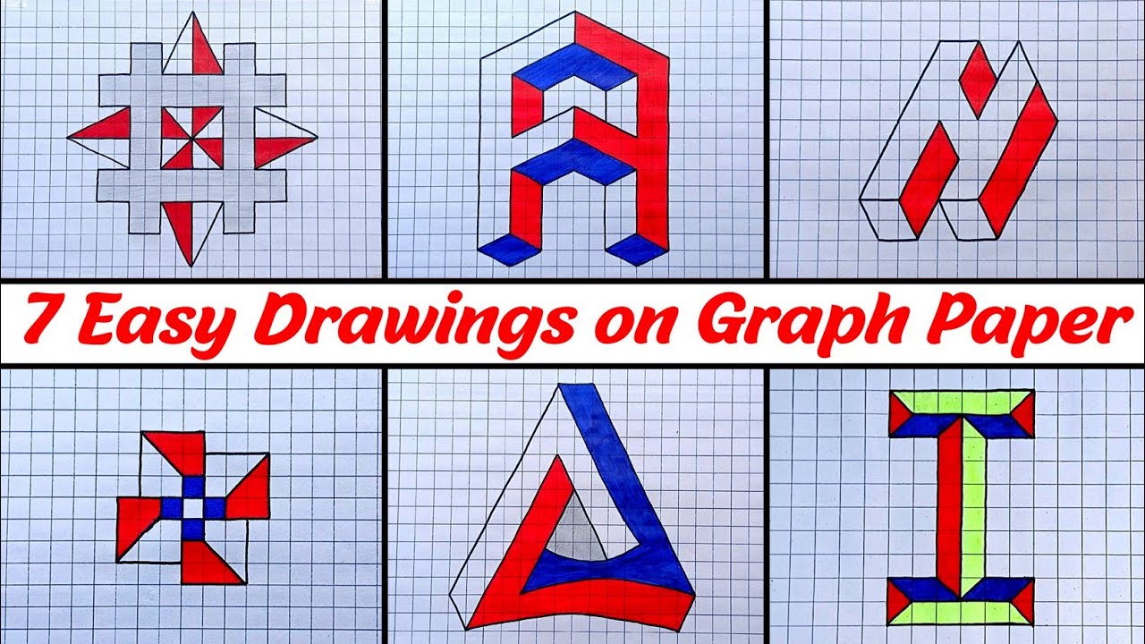7 Easy Drawing Tricks on Graph Paper | #3Ddrawing #Opticalillusions on ...