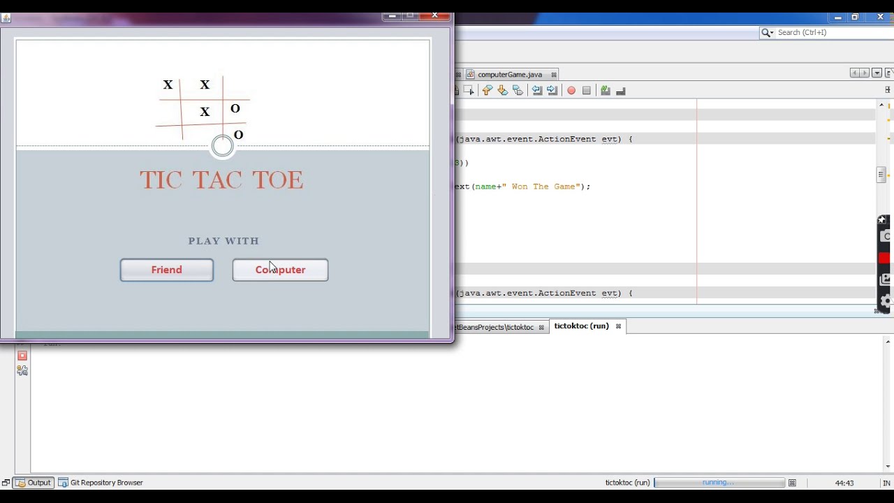 TicTacToe GameApplication|java|Net-Beans|Playing With Computer And ...