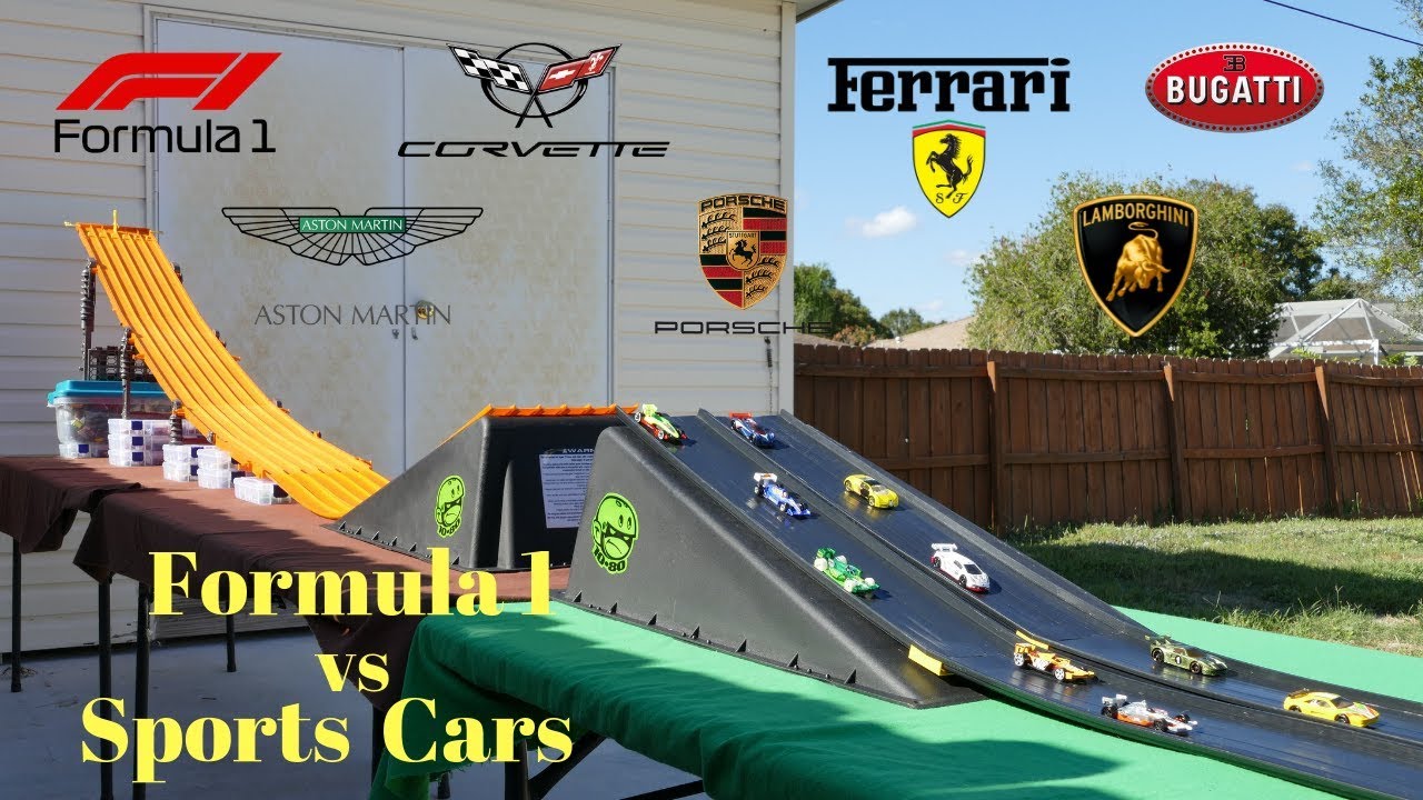 Hot Wheels fat track formula 1 vs Super sports street cars tournament ...