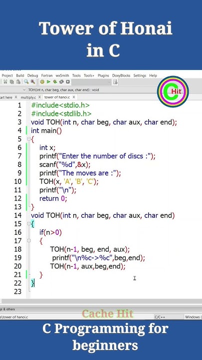 Tower Of Hanoi In C Programming Cprogramming C Ytshort Programming Coding Youtube