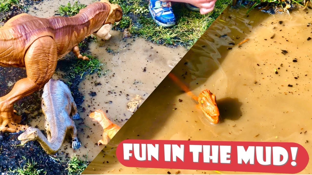 Dinosaurs for Kids! Fun In The Mud! - YouTube