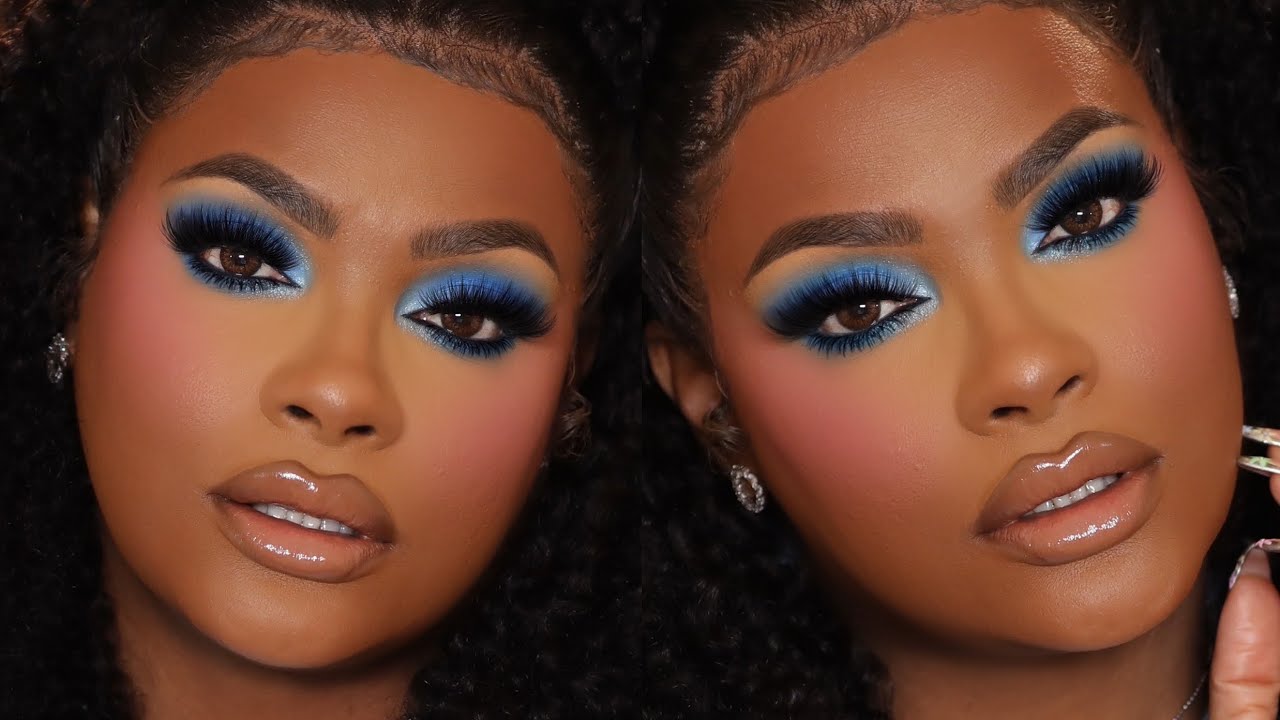 Soft Makeup With Bold But Soft Blue Eyeshadow - YouTube