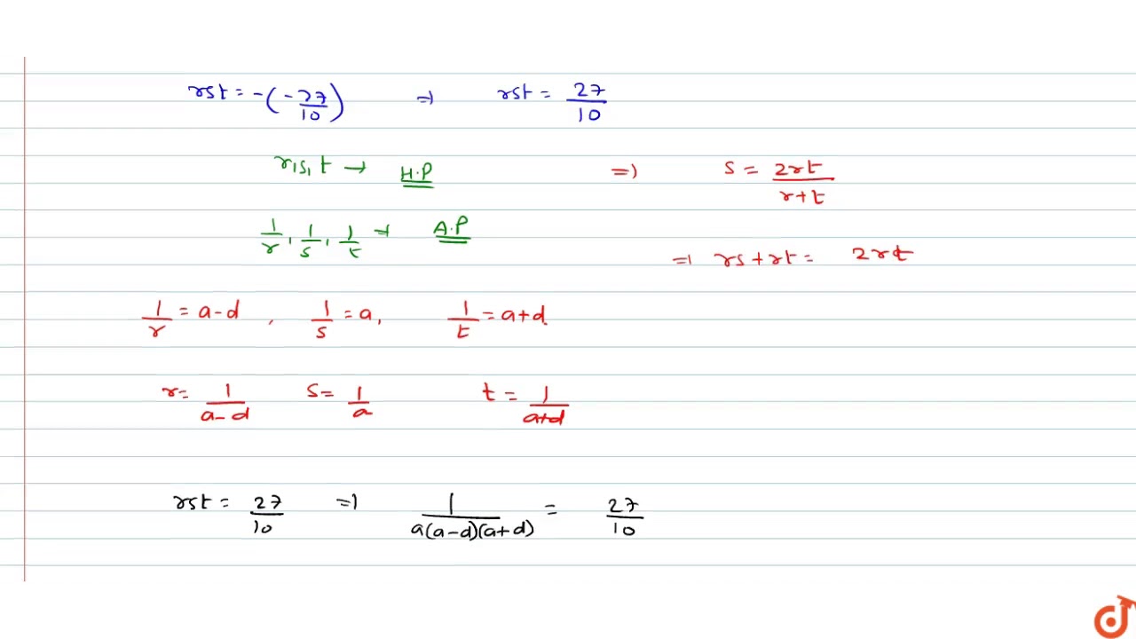 If The Roots Of 10x 3 cx 2 54x 27 0 Are In Harmonic Progression if-the-roots-of-10x-3-cx-2-54x-27-0-are-in-harmonic-progression