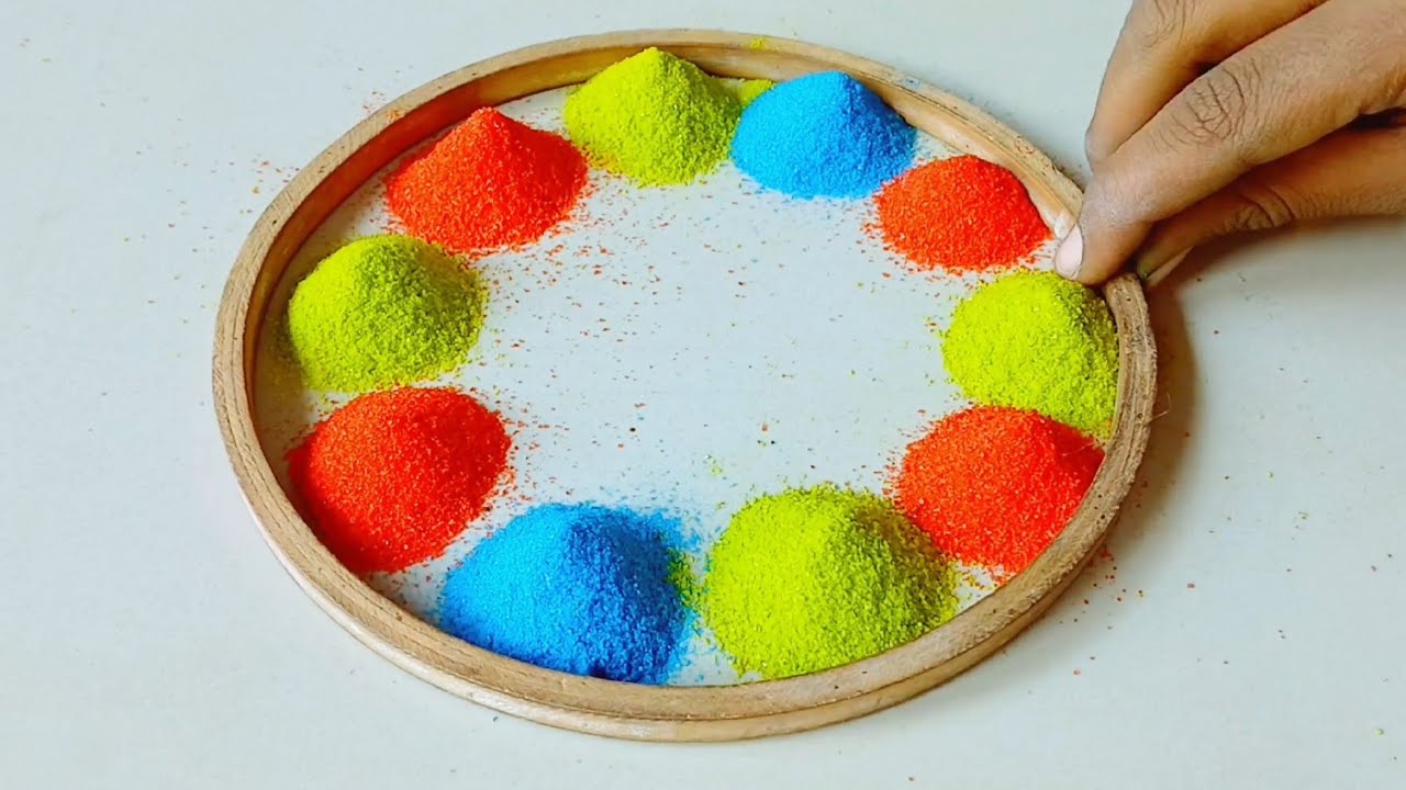 Simple rangoli desing | shading flower rangoli New trick | Festival New ...
