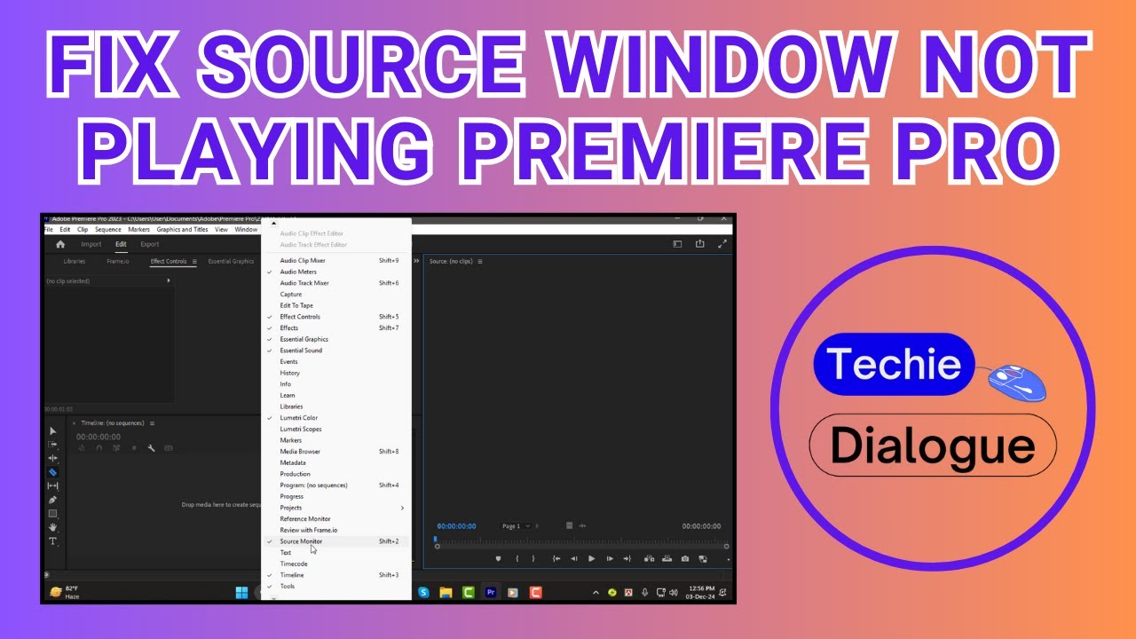 How to Fix Source Window not Playing Premiere Pro - YouTube