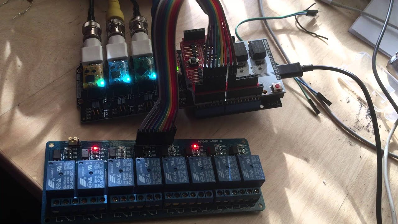 8 channel relay board binary clock - YouTube