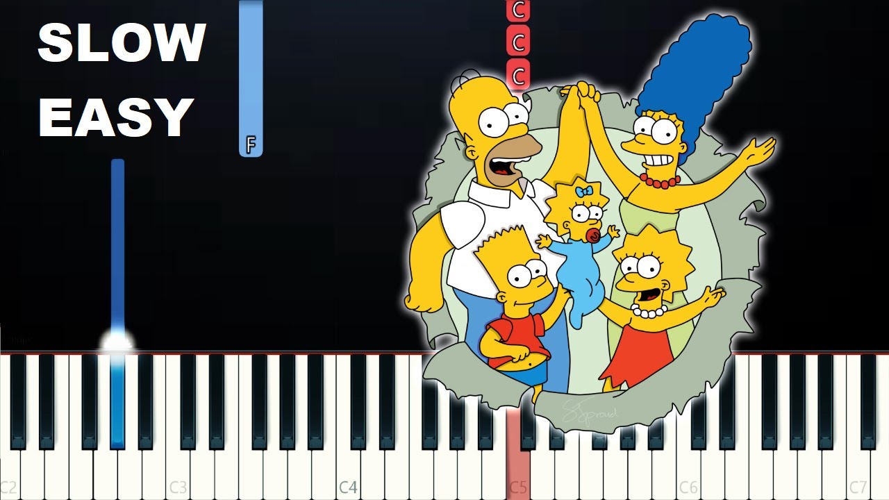 The Simpsons Theme (SLOW EASY PIANO TUTORIAL) - YouTube