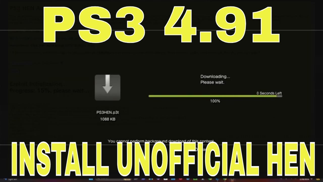 INSTALL UNOFFICIAL HEN ON PS3 4.91 Hybrid Jailbreak WORKING 100% - YouTube