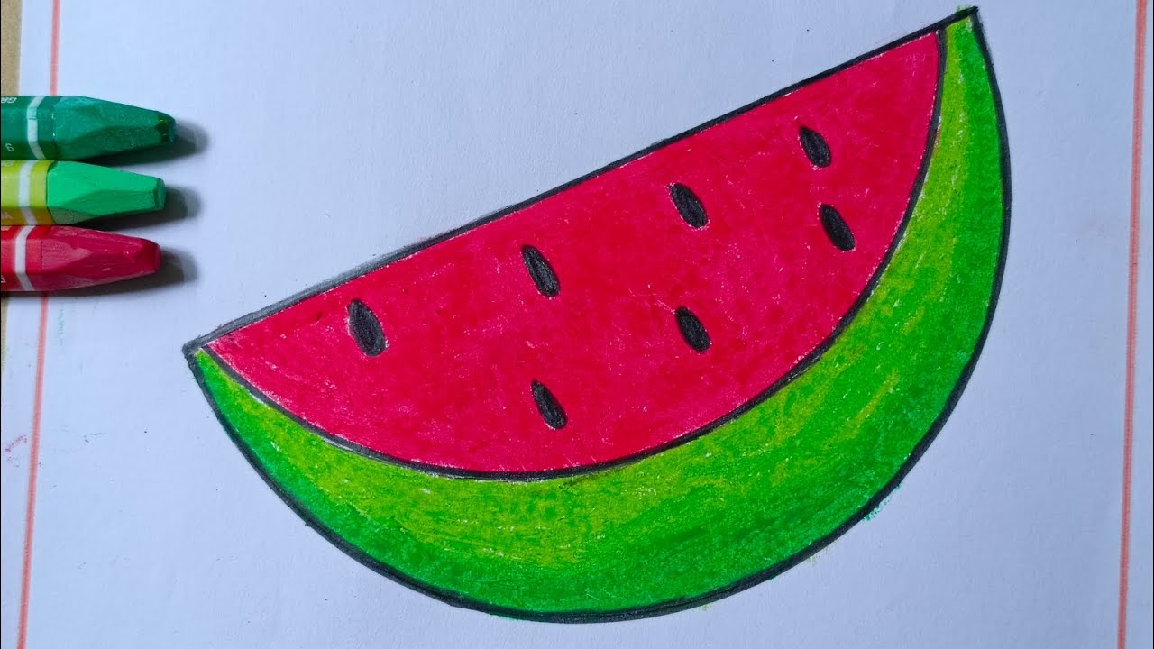 Water Melon Drawing /Tormuz Ankon/How To Draw Cute Watermelon Ice Cream ...
