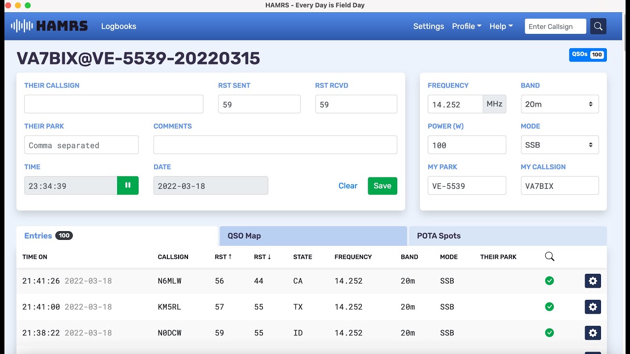 POTA March 18 LIVE LOGGING - HAMRS - YouTube