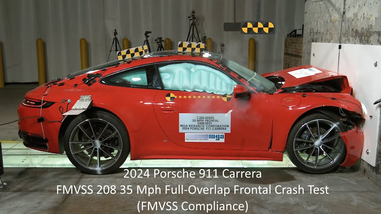 2024 Porsche 911 Carrera Coupe FMVSS 208 Full-Overlap Crash Test (35 ...