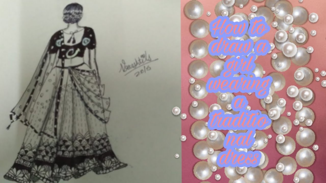 How to draw a girl wearing a traditional dress. - YouTube