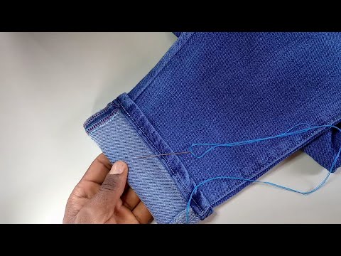 ✅ Shortening your jeans without cutting/shorten a jeans by using hand needle.(14)