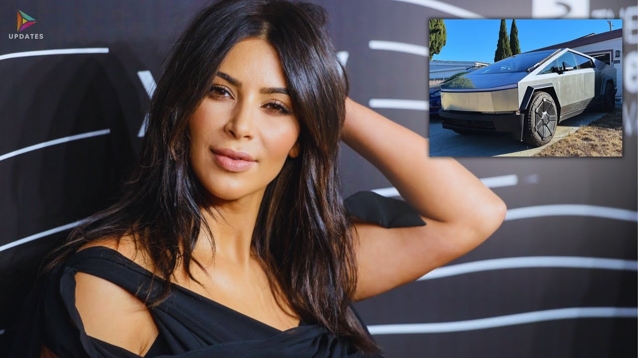 Kim Kardashian flaunts $96K Tesla Cybertruck : ‘Cool carpool mom’ - YouTube