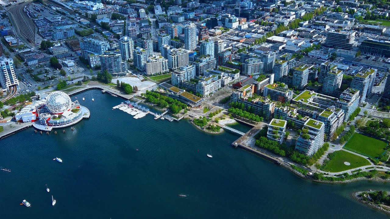 Tranquil Aerial Tour Over False Creek, Science World & BC Place ...