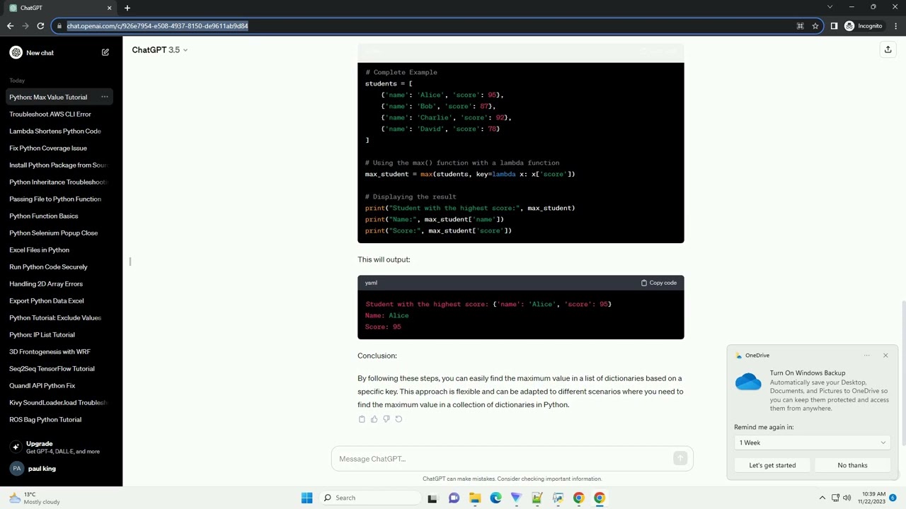 Python Get Max Value In A List Of Dict YouTube Python Get Max Value In A List Of Dict YouTube