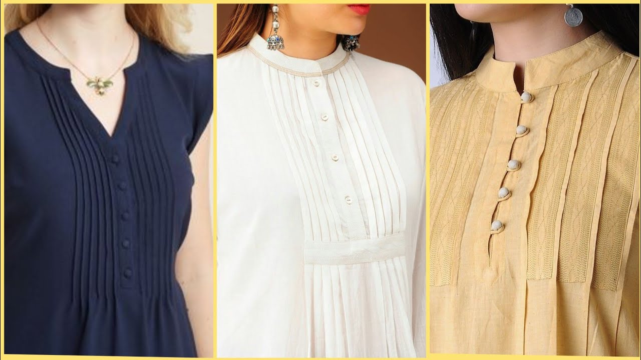 Top Stylish Pleated Yoke Cotton Tunics For Girls | Stylish Pleated ...