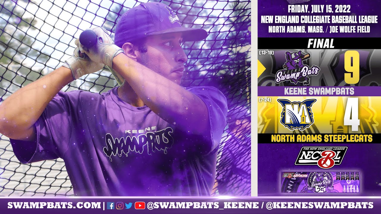 Keene SwampBats Highlights at North Adams SteepleCats 7/15/2022 - YouTube