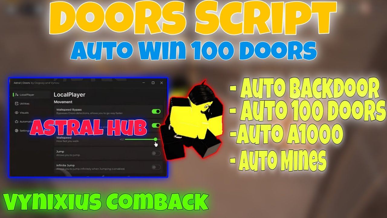 [Free] Doors Script | Auto Win 100 Doors (Astral Hub) - Showcase - YouTube