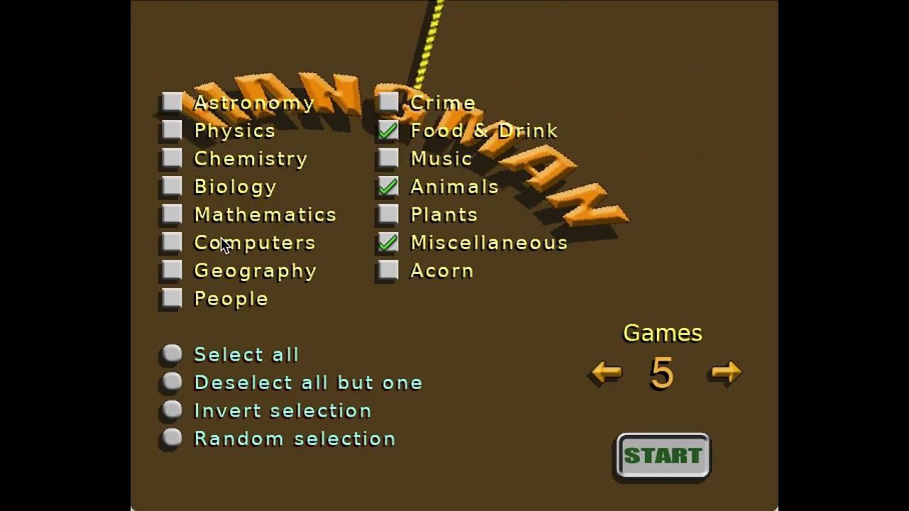 BBC Basic included example program - Hangman - YouTube