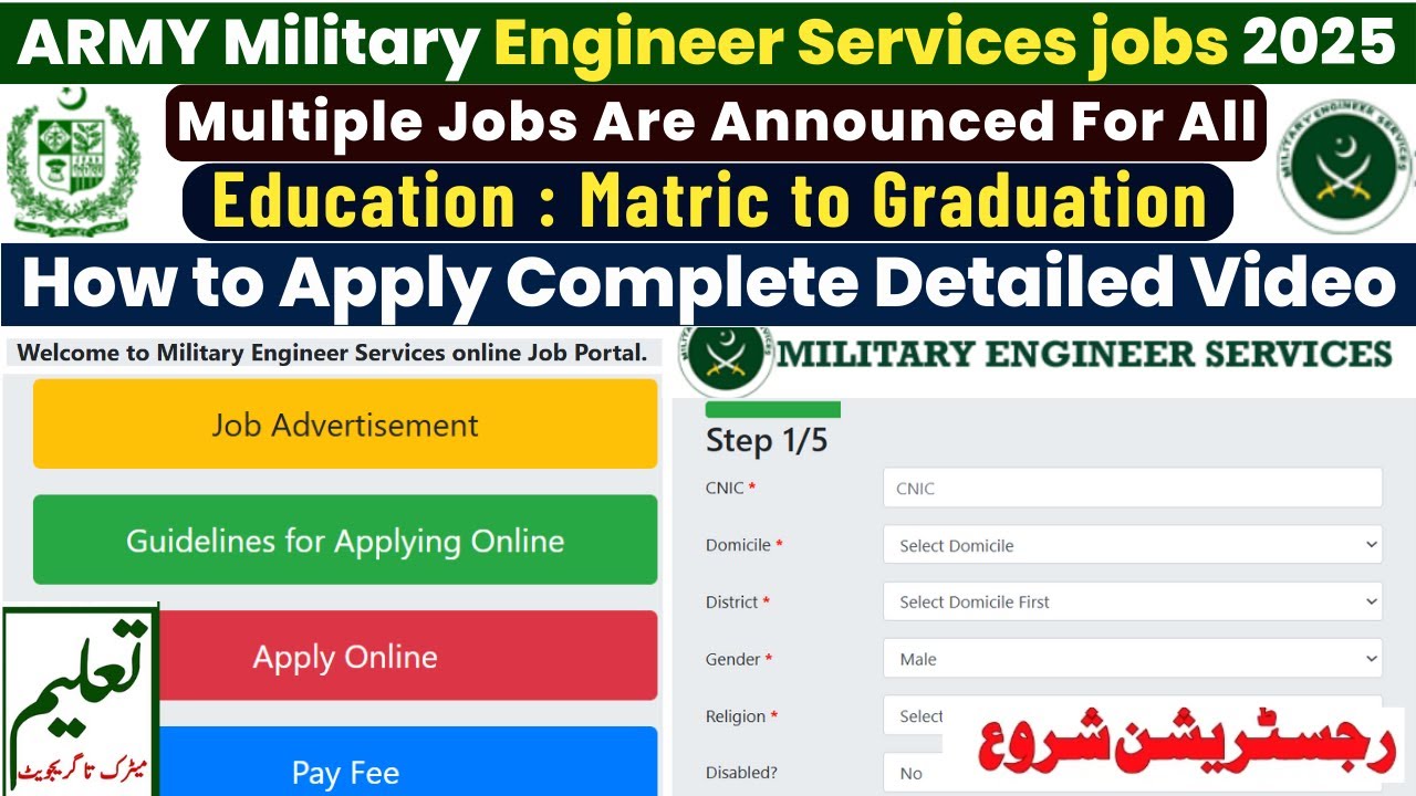 Military Engineer Services Jobs 2025 | Pak Army MES Jobs 2025 Online ...
