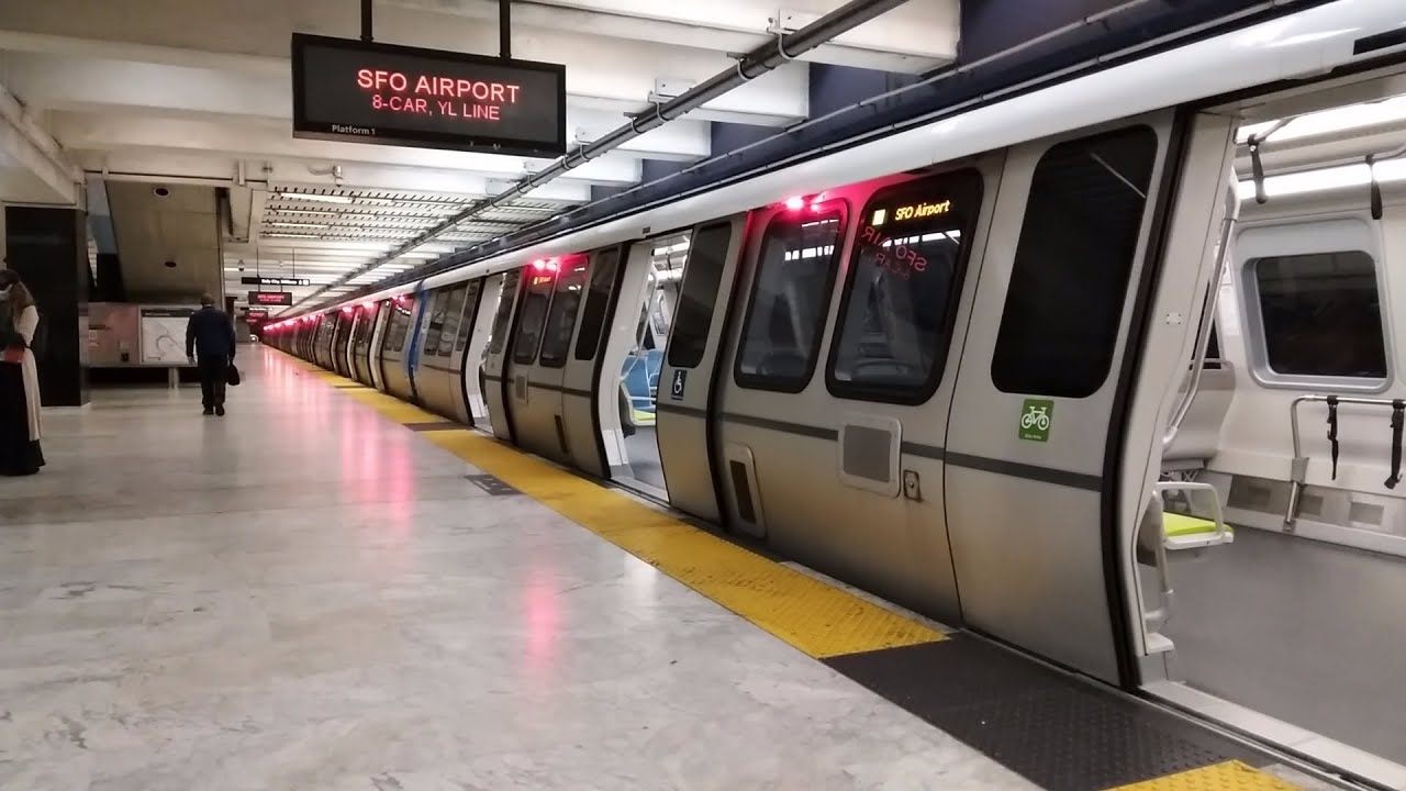 BART Yellow Line Trains at Civic Center Station 12/30/24 - YouTube